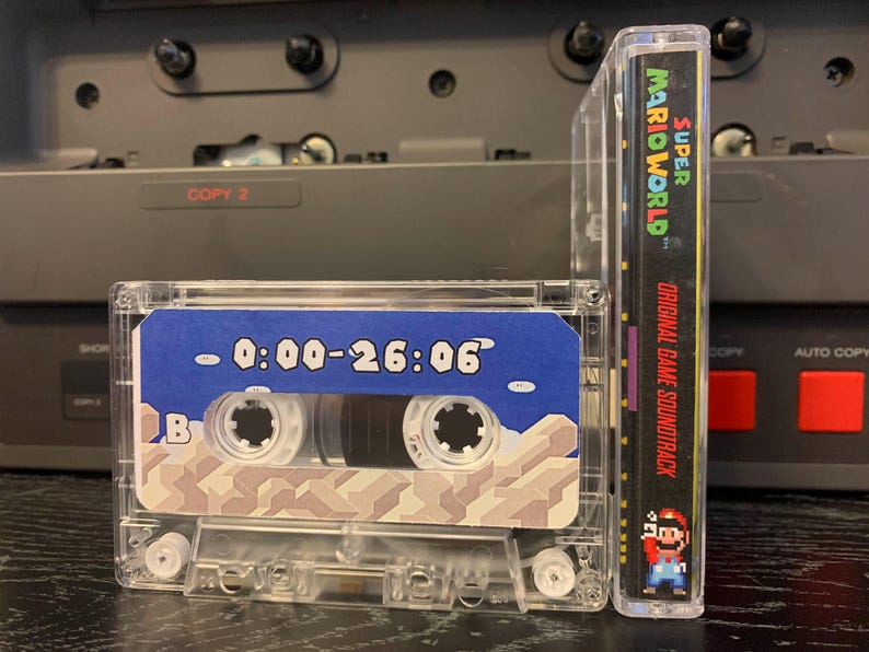 Super Mario World (1991, Super Nintendo SNES) Custom Cassette Tape for ...