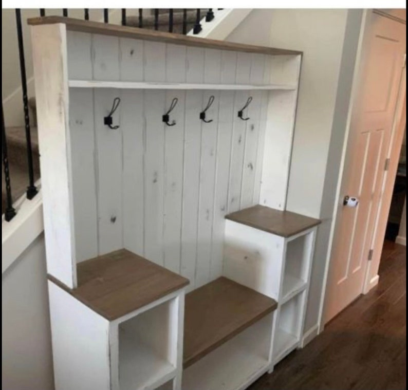 Farmhouse Hall Tree // Mudroom Locker // Entryway Bench // Storage ...
