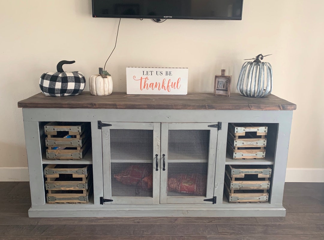 Farmhouse TV Console Entertainment Center - Etsy