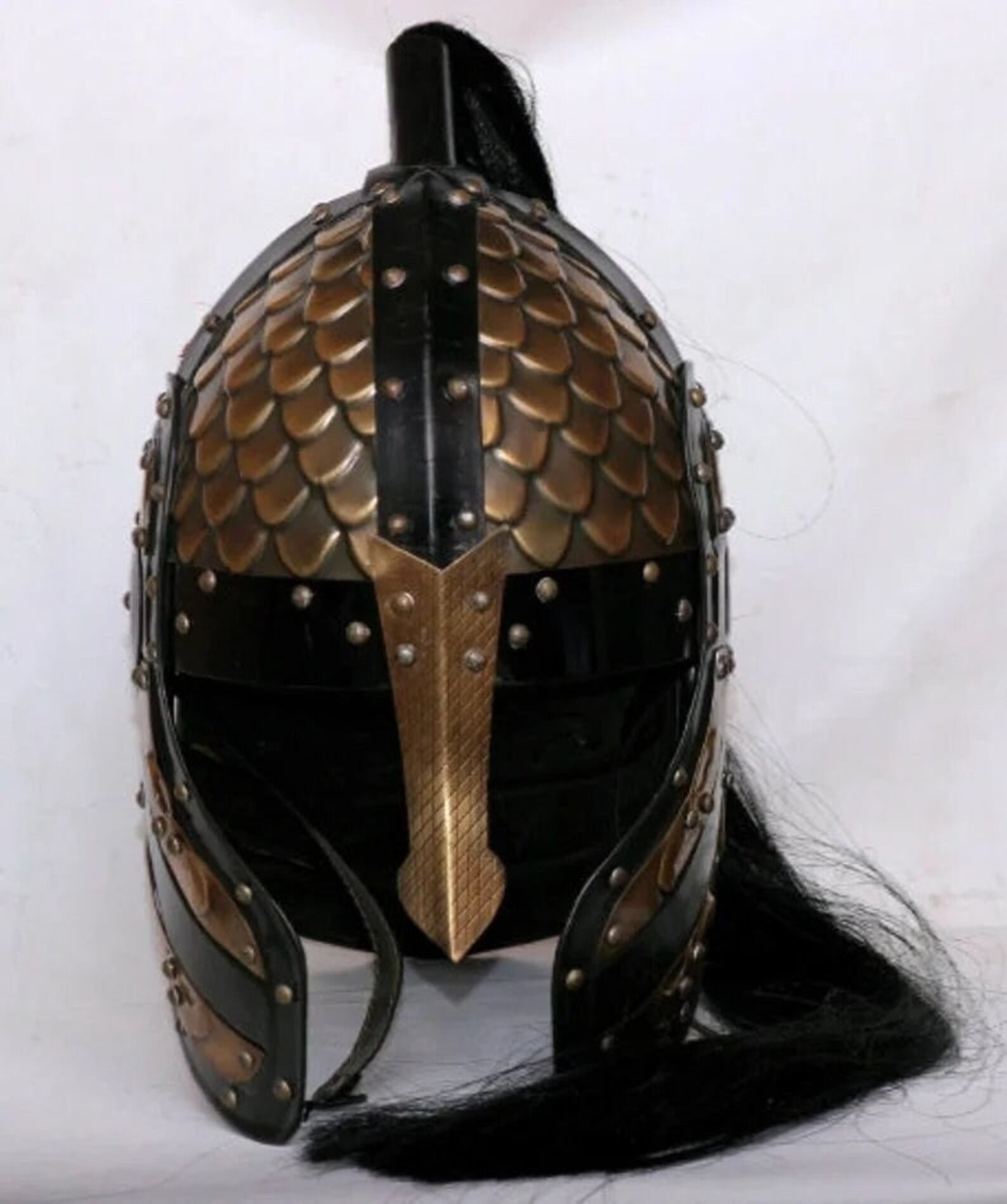 18GA Steel Larp Medieval Hussars Helmet Norman Viking Helmet With Plume ...