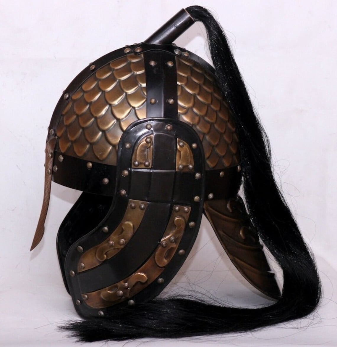 18GA Steel Larp Medieval Hussars Helmet Norman Viking Helmet With Plume ...