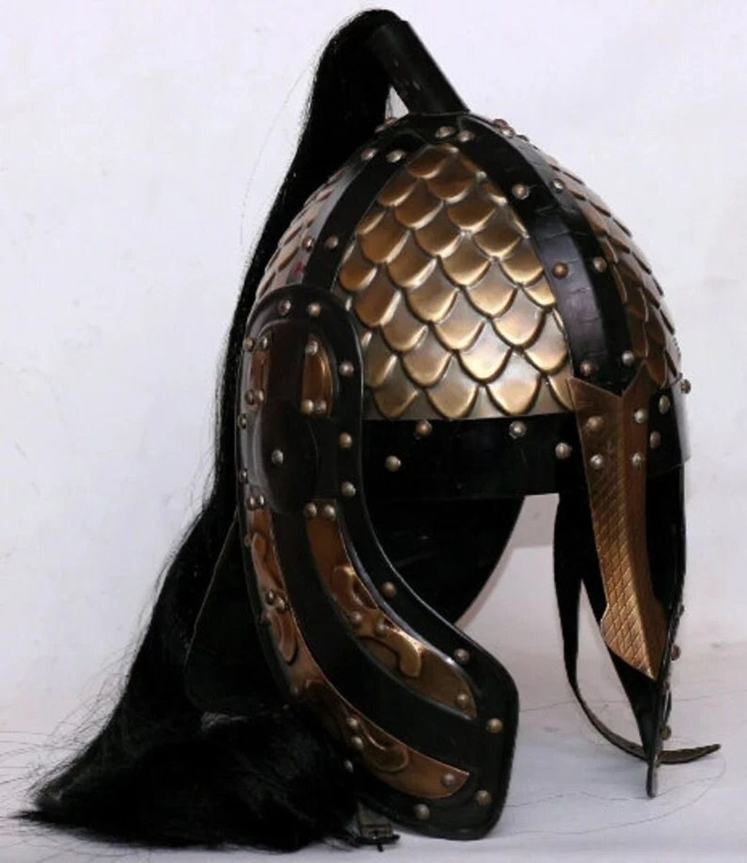 18GA Steel Larp Medieval Hussars Helmet Norman Viking Helmet With Plume ...