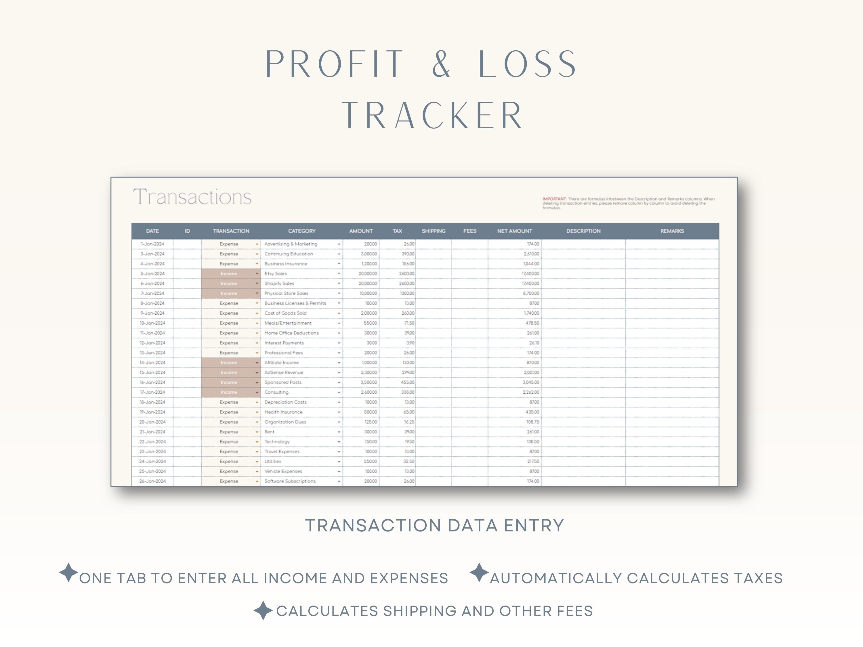 Small Business Tracker | Profit and Loss | Sales Tax Tracker | Income ...