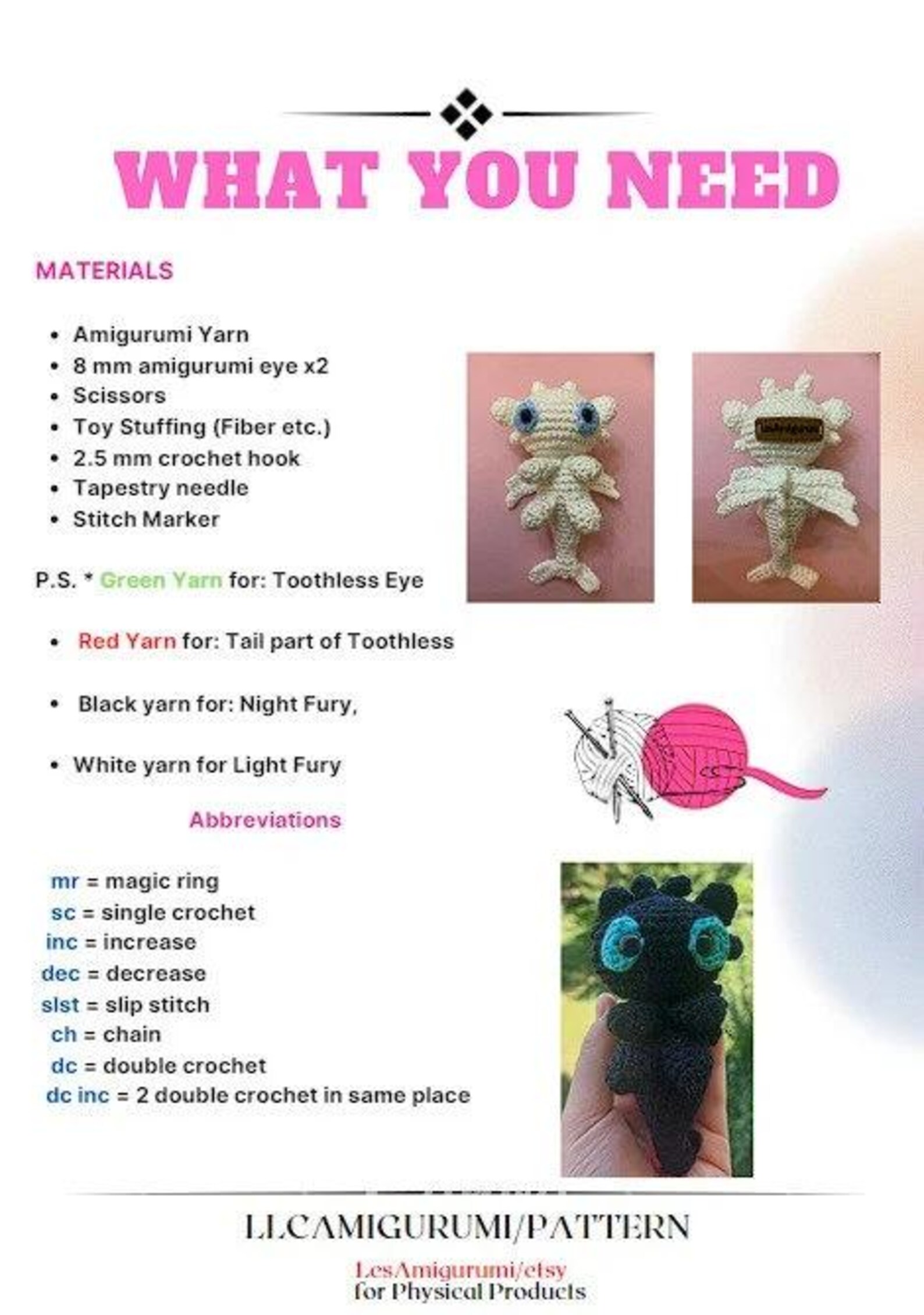 Amigurumi Pattern, Toothless Pattern, Toothless Dragon, Toothless ...