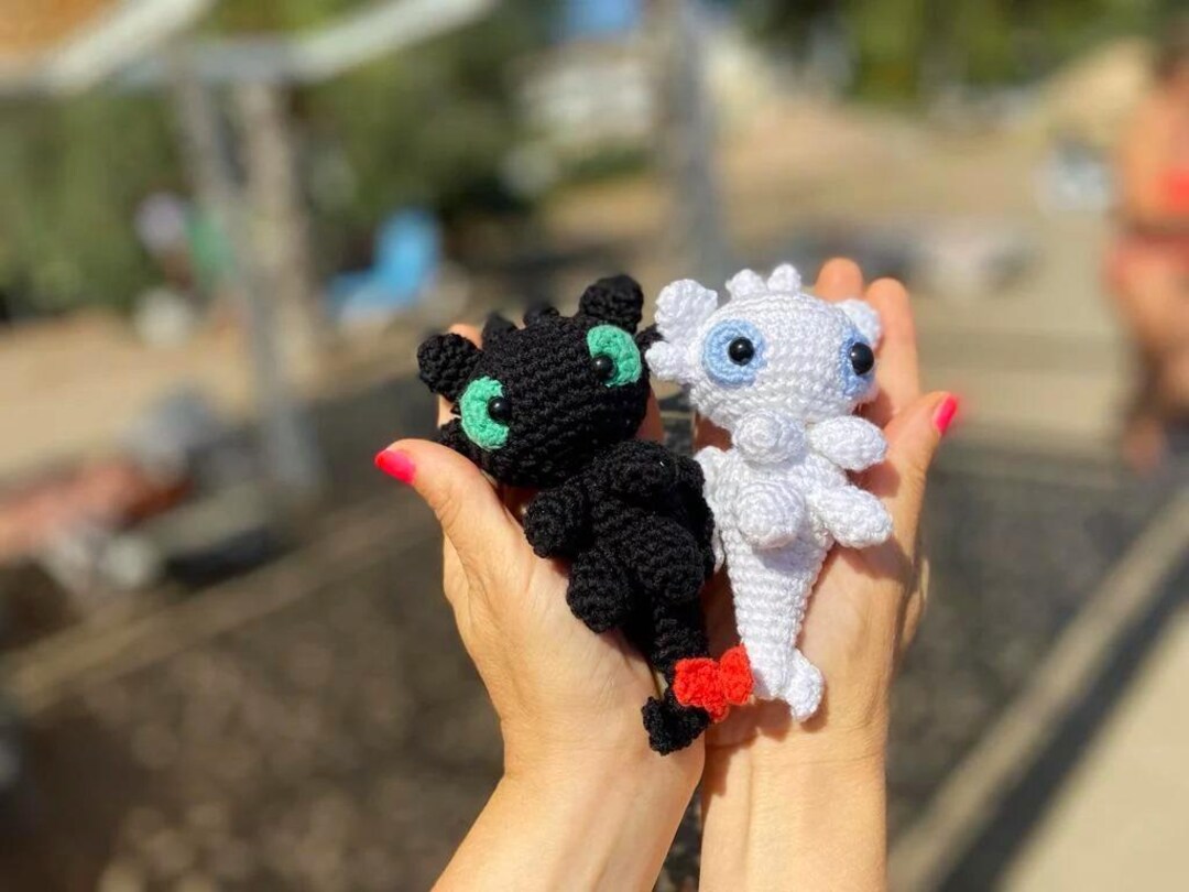 Toothless Dragon Crochet, Toothless Dragon Plushie, Night Fury, Light ...