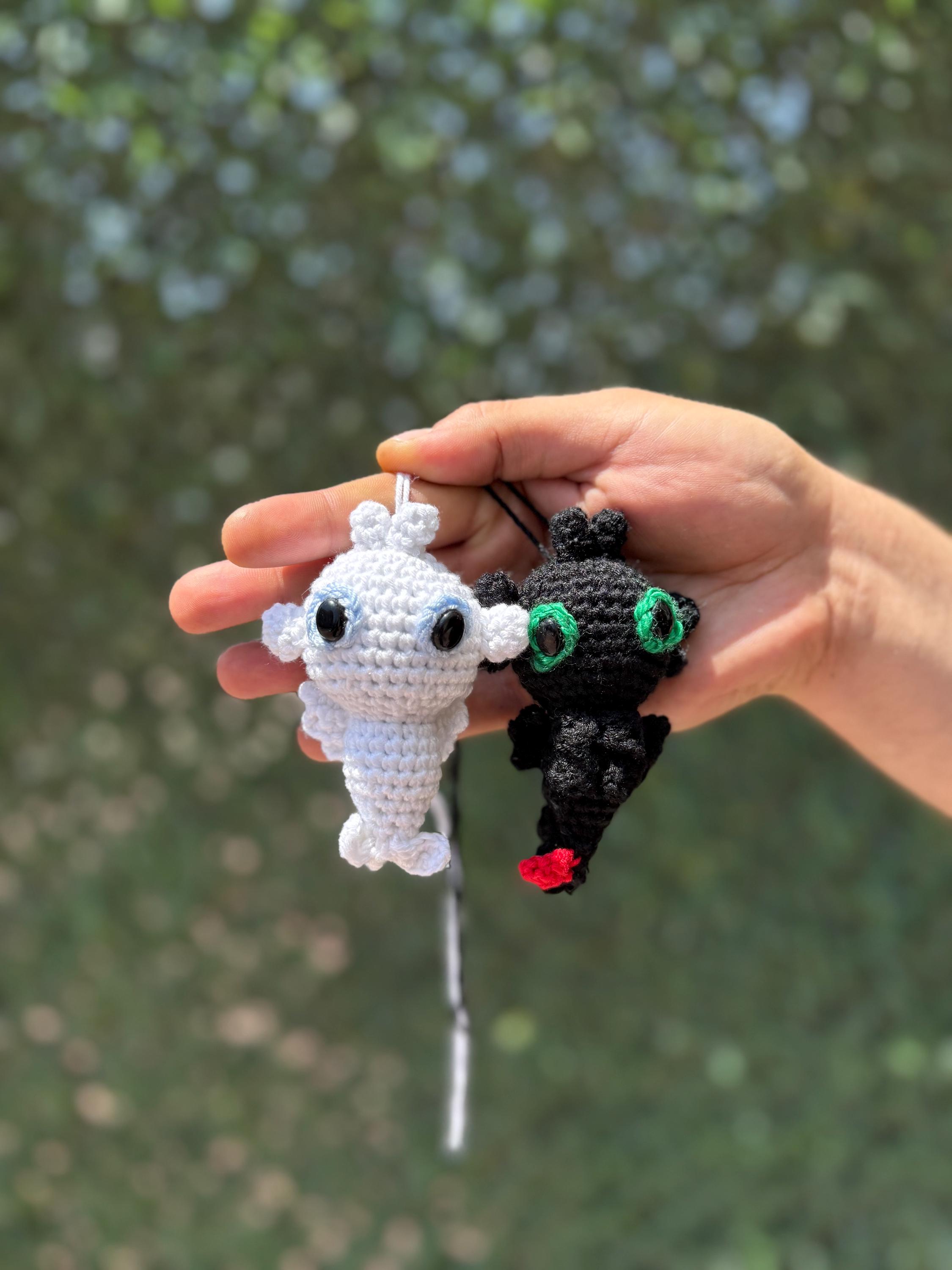 Mini Toothless Dragon Crochet Keychain, Toothless Dragon Plushie, Night ...
