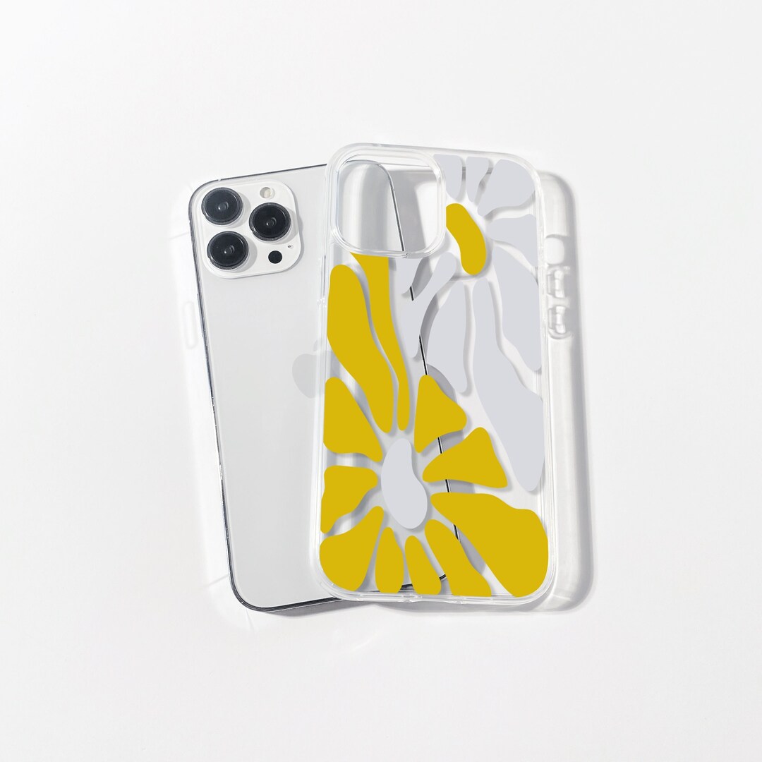 Daisy Clear Phone Case, Groovy Retro Flowers Phone Case, iPhone 15,14 ...