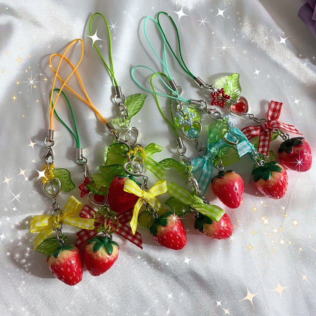 Strawberry Cottagecore Charm Phone Bag Accessory Soft Girl - Etsy