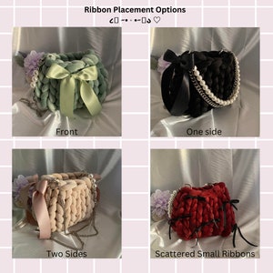 Y2k Chunky Yarn Bag With Silver Hardware Ribbons Customizable Straps ...