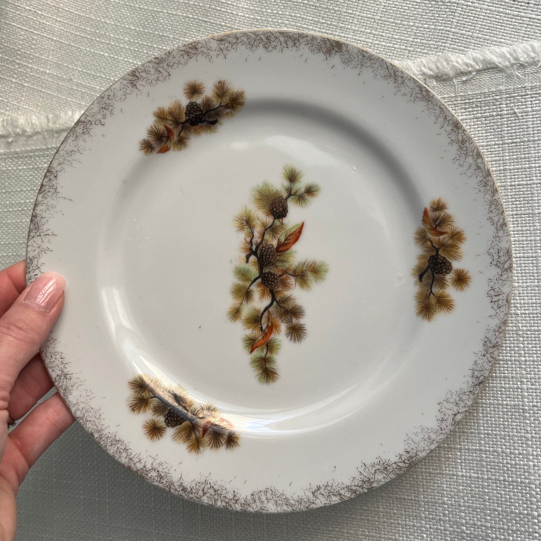 Fine China Pine Tree Design Gem China of Japan Plate Pinecones - Etsy