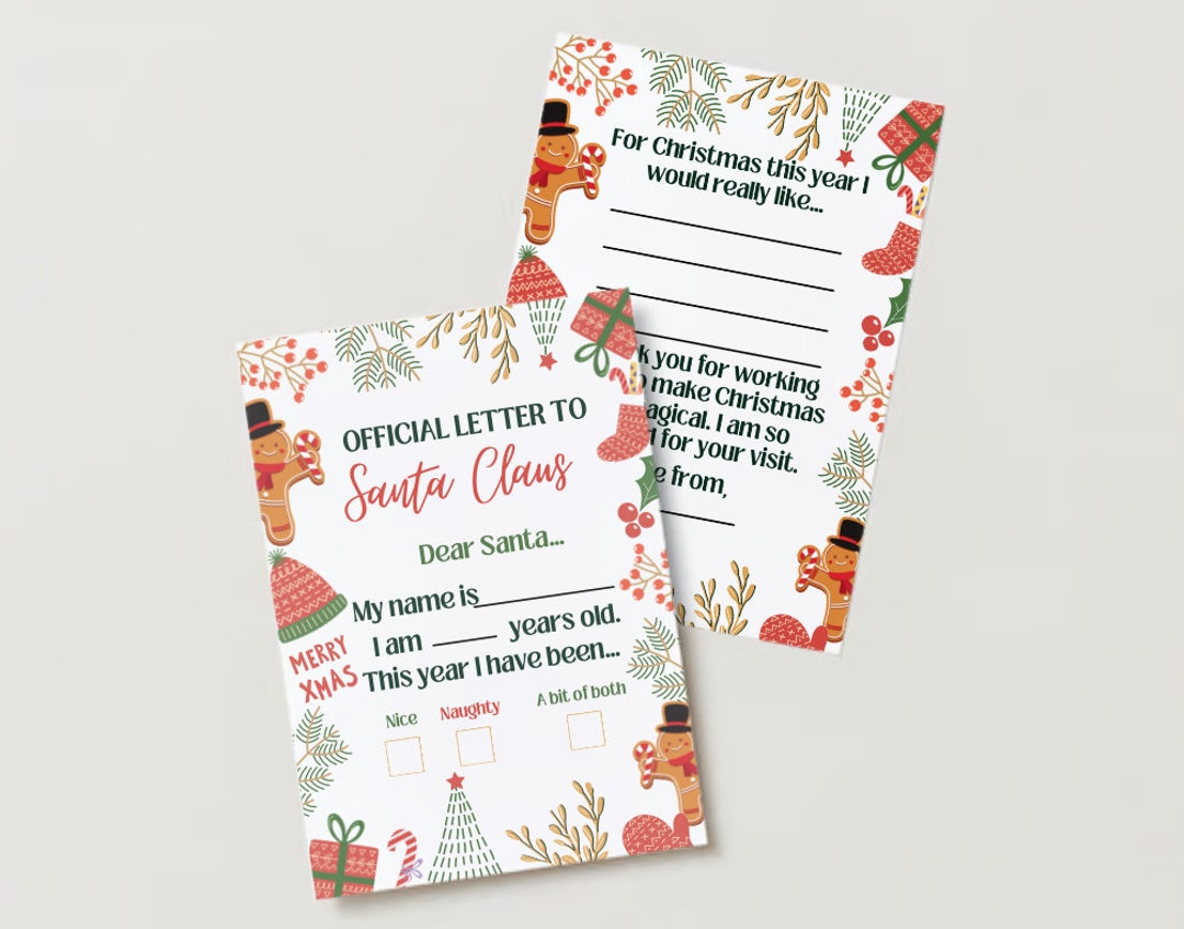 Letter to Santa Personalised A4 Two Sheets - Etsy