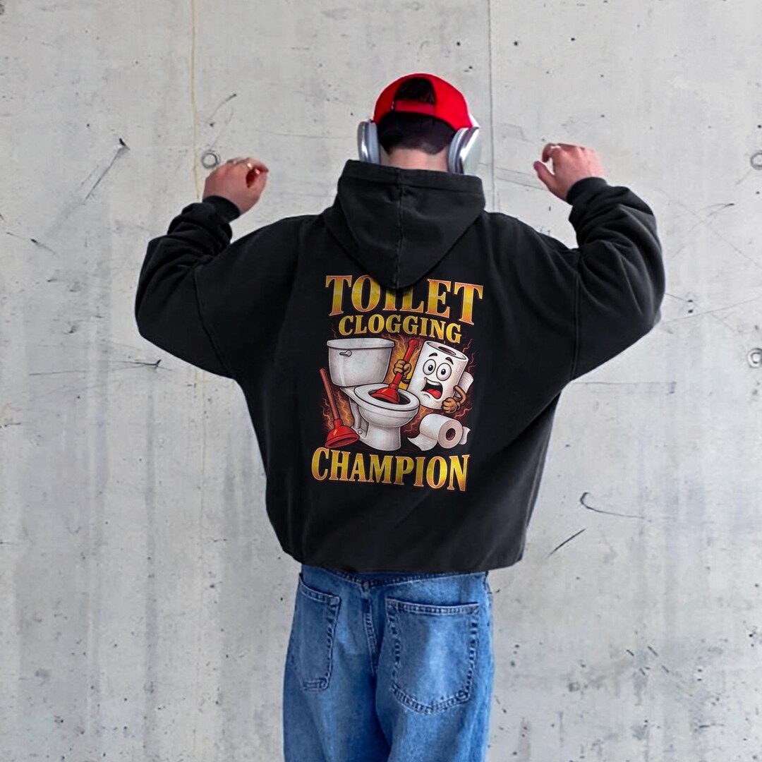 Cursed Toilet Clogging Champion Hoodie, Funny Meme Sweatshirt, Unisex ...