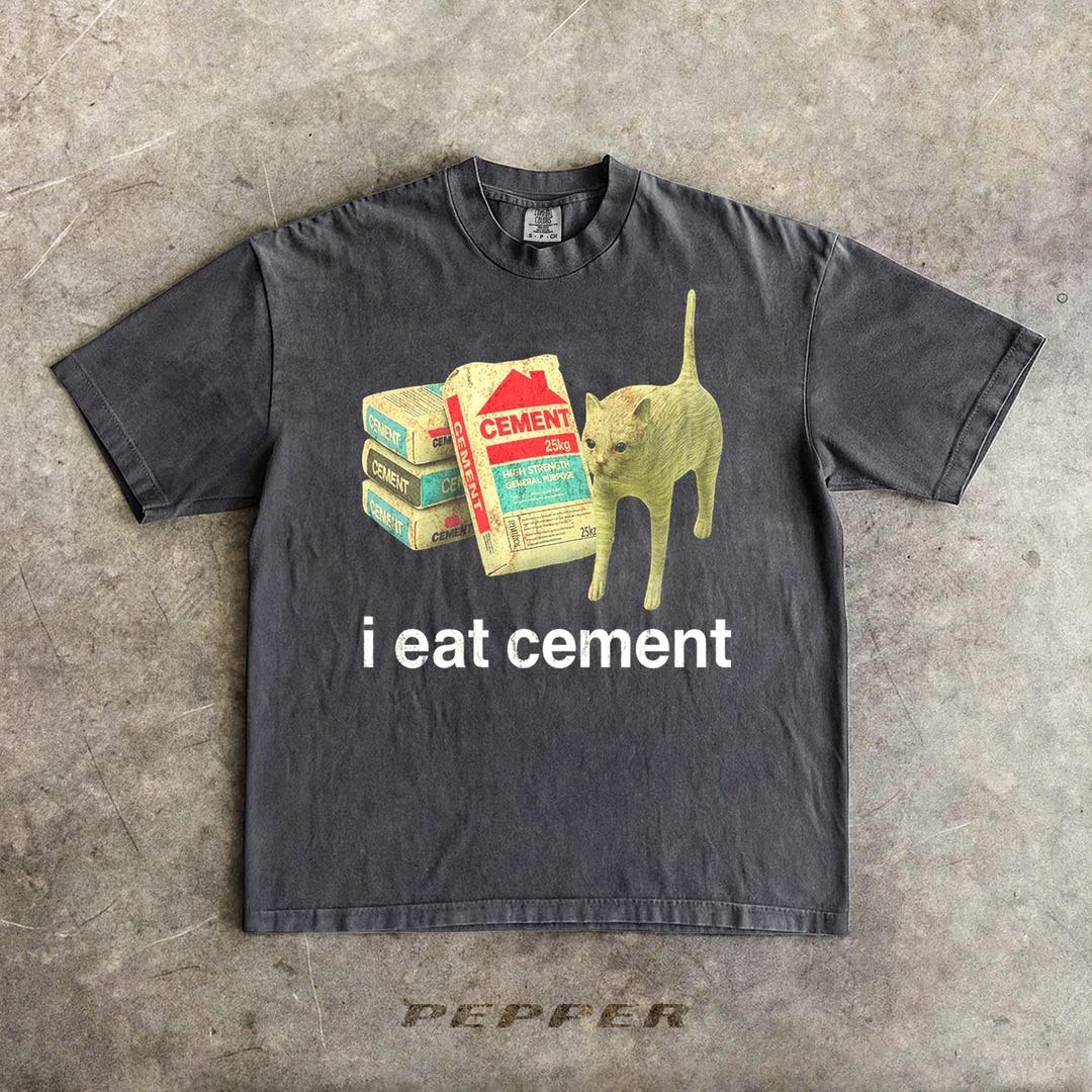 I Eat Cement Cursed Cat, Funny Meme Shirt, Ironic Shirt, Cat Lover Gift ...