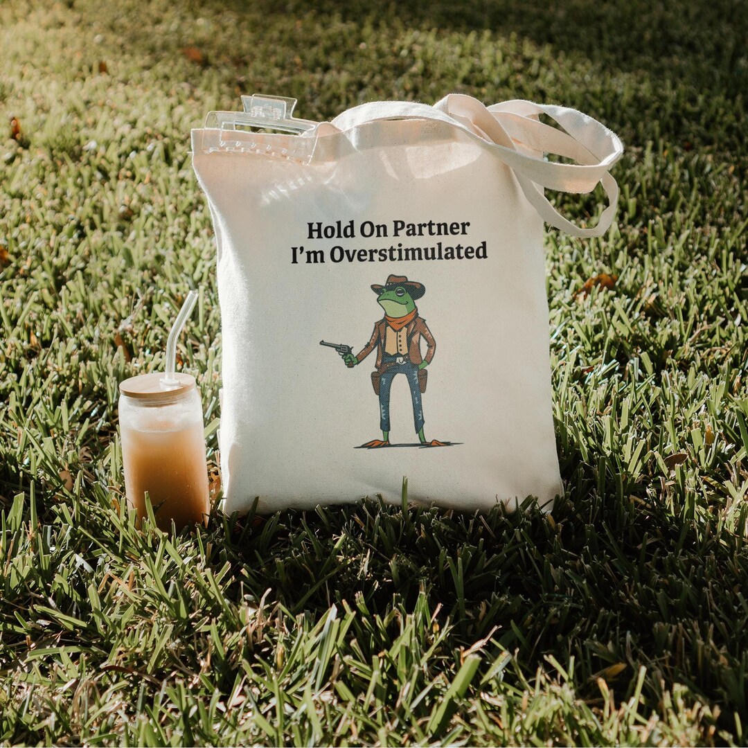 I'm Overstimulated Funny Tote Bag, Retro Meme Tote, Weird Crazy Design ...