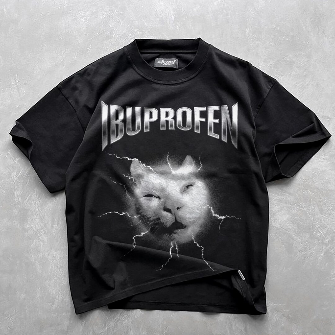 Ibuprofen Cat Meme Shirt, Funny Electro Shock Cat Tee, Viral Pain Face ...
