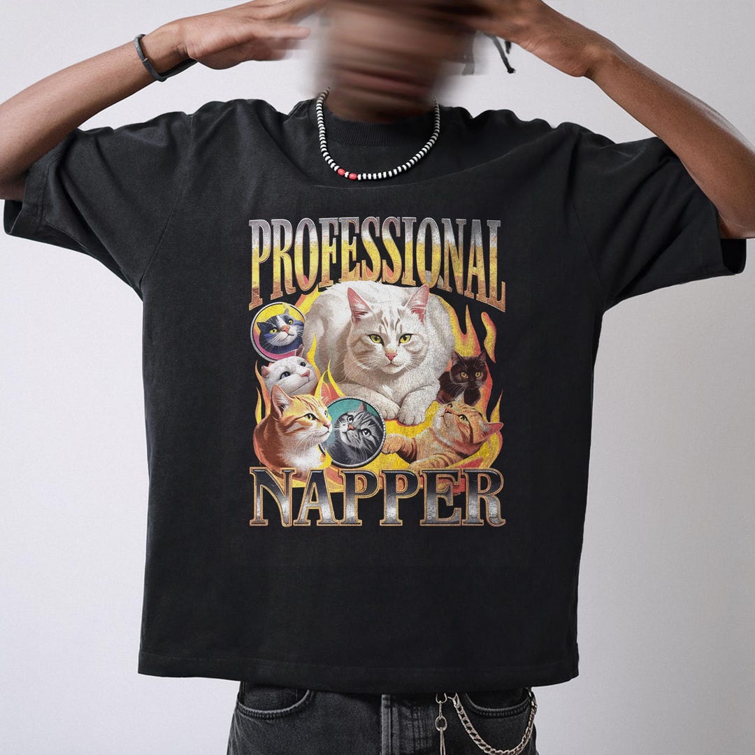 Professional Napper Cat Meme T-shirt: Funny 90s Style Graphic Tee - Etsy