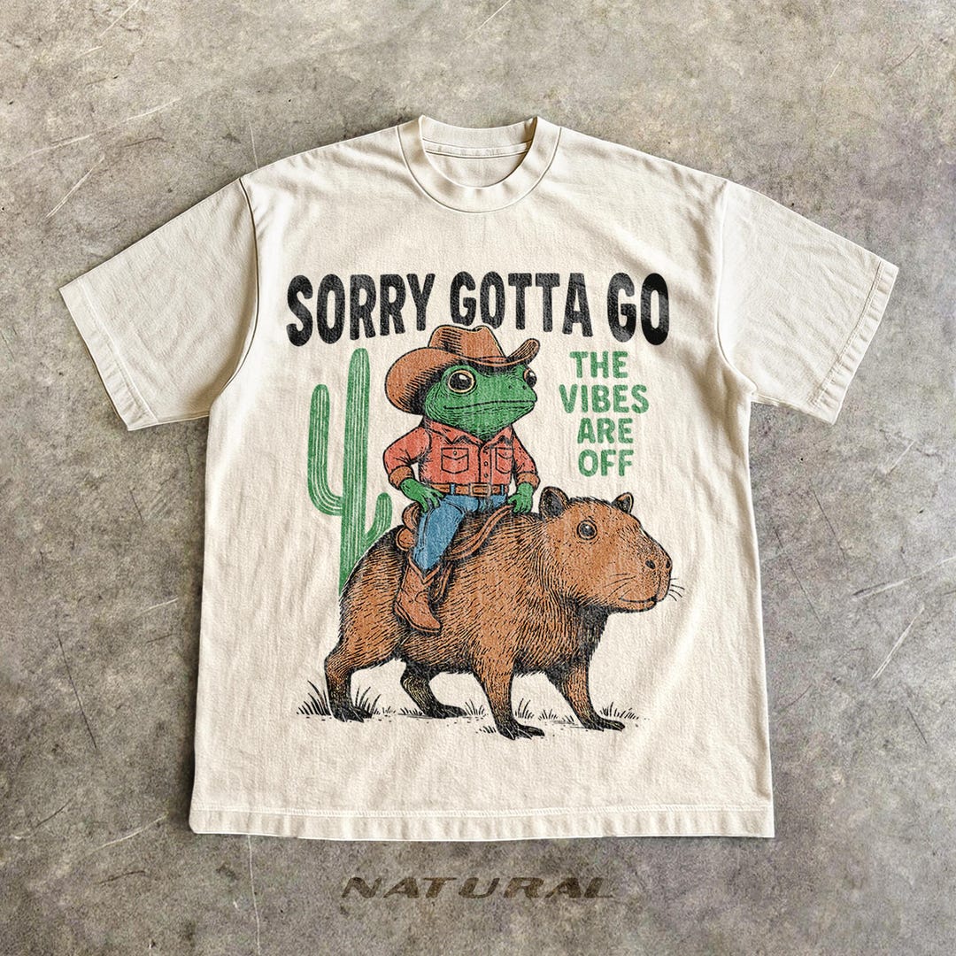 Cowboy Frog Riding Capybara Shirt, the Vibes Are off Weird Tee, Vintage ...