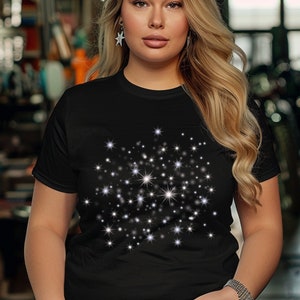 Silver Stars T-shirt, Sparkling Star Tee, Celestial Shirt, Womans ...