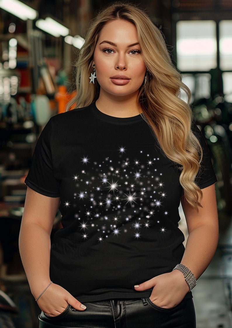 Silver Stars T-shirt, Sparkling Star Tee, Celestial Shirt, Womans ...