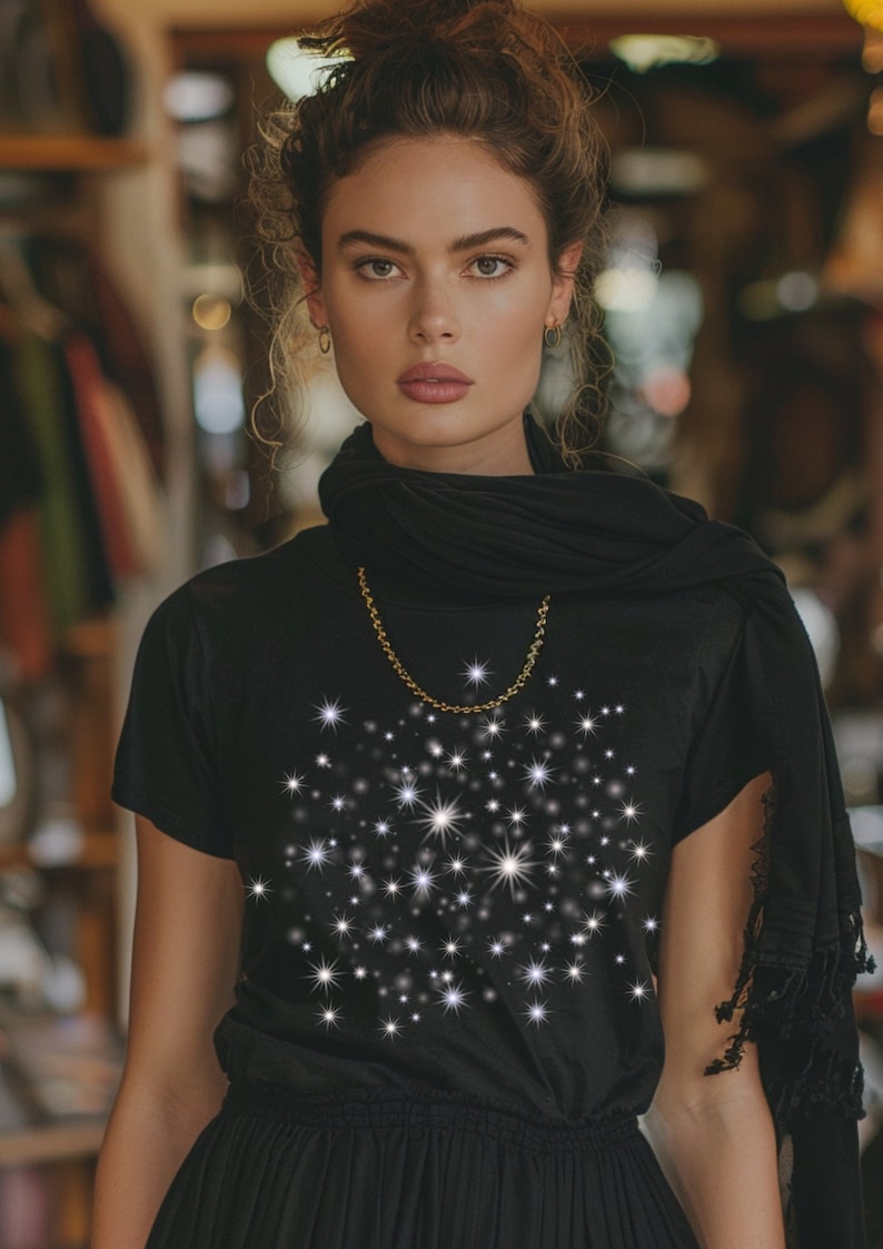 Silver Stars T-shirt, Sparkling Star Tee, Celestial Shirt, Womans ...