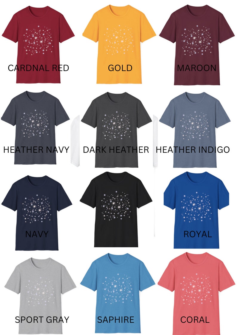 Silver Stars T-shirt, Sparkling Star Tee, Celestial Shirt, Womans ...
