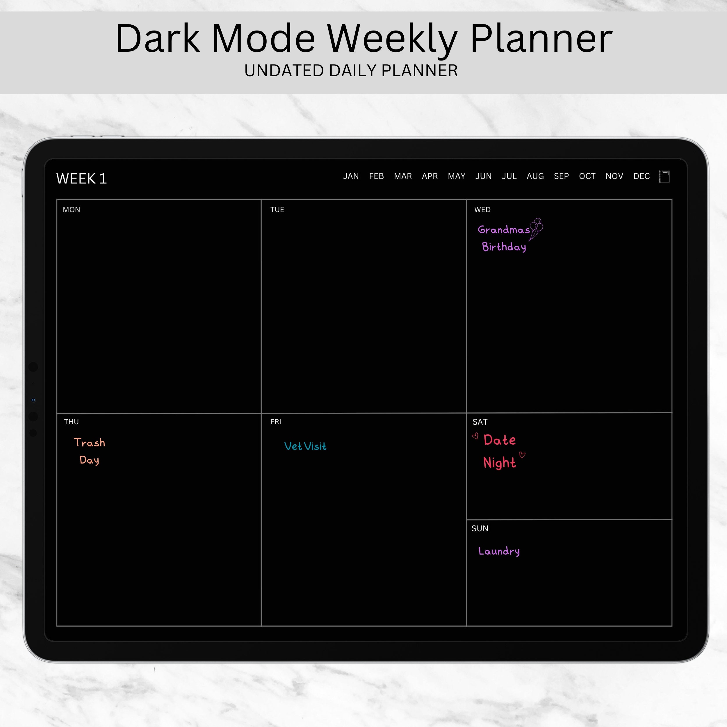 Weekly Planner Goodnotes Template, Undated, Digital Planner Pdf, Cute ...