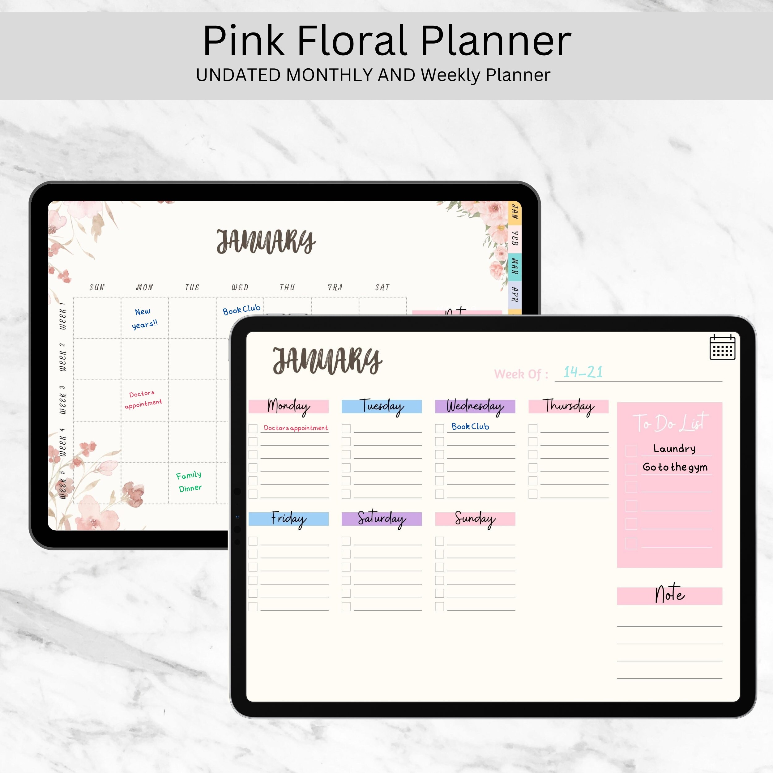 Monthly Planner Goodnotes Template, Undated Monthly Planner, Monthly ...
