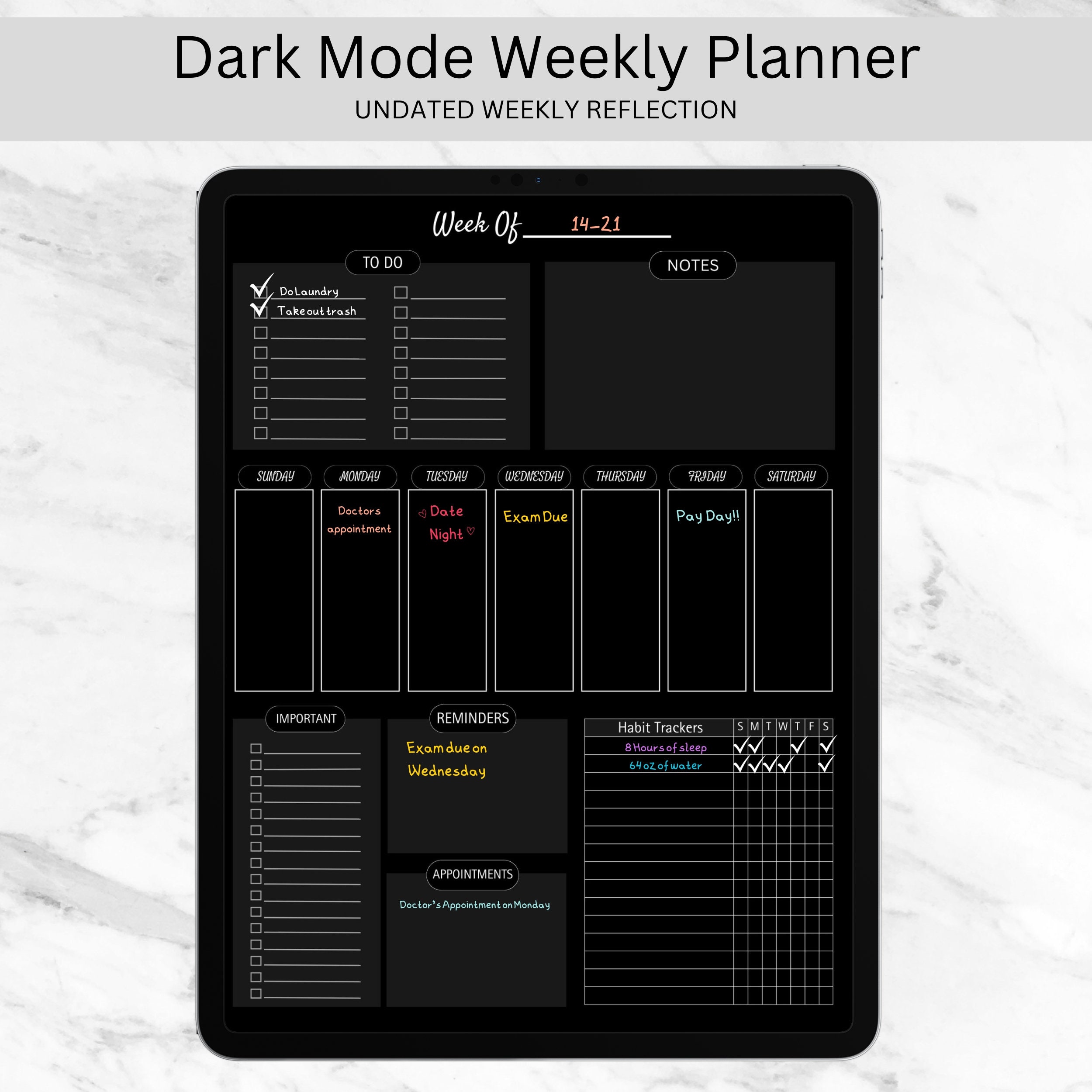 Weekly Planner Goodnotes Template Undated Digital Planner - Etsy