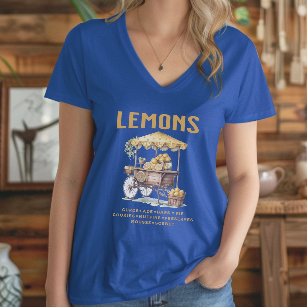 Lemon Stand Adult Short Sleeve V-neck Tee, Lemon Lover Shirt, Woman's ...