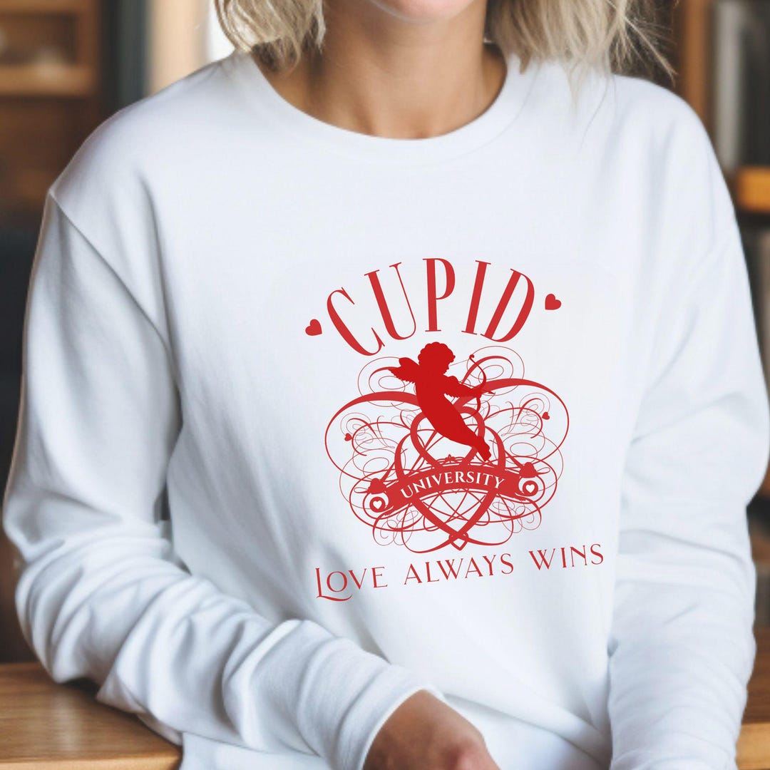 Cupid University Sweatshirt, Love Arrow Gift, Valentine's Day Jumper ...