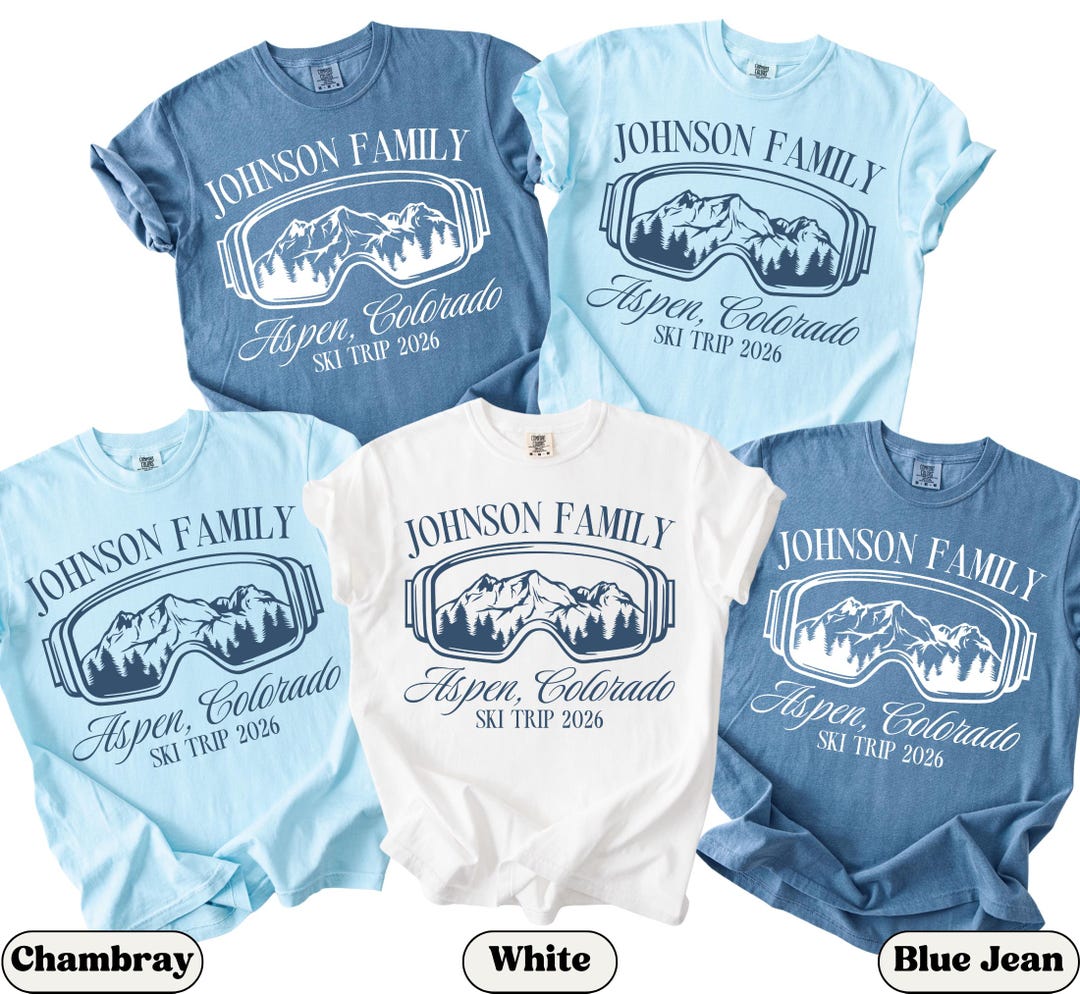 Custom Family Ski Trip Shirts, Group Matching Personalized Skiing T ...