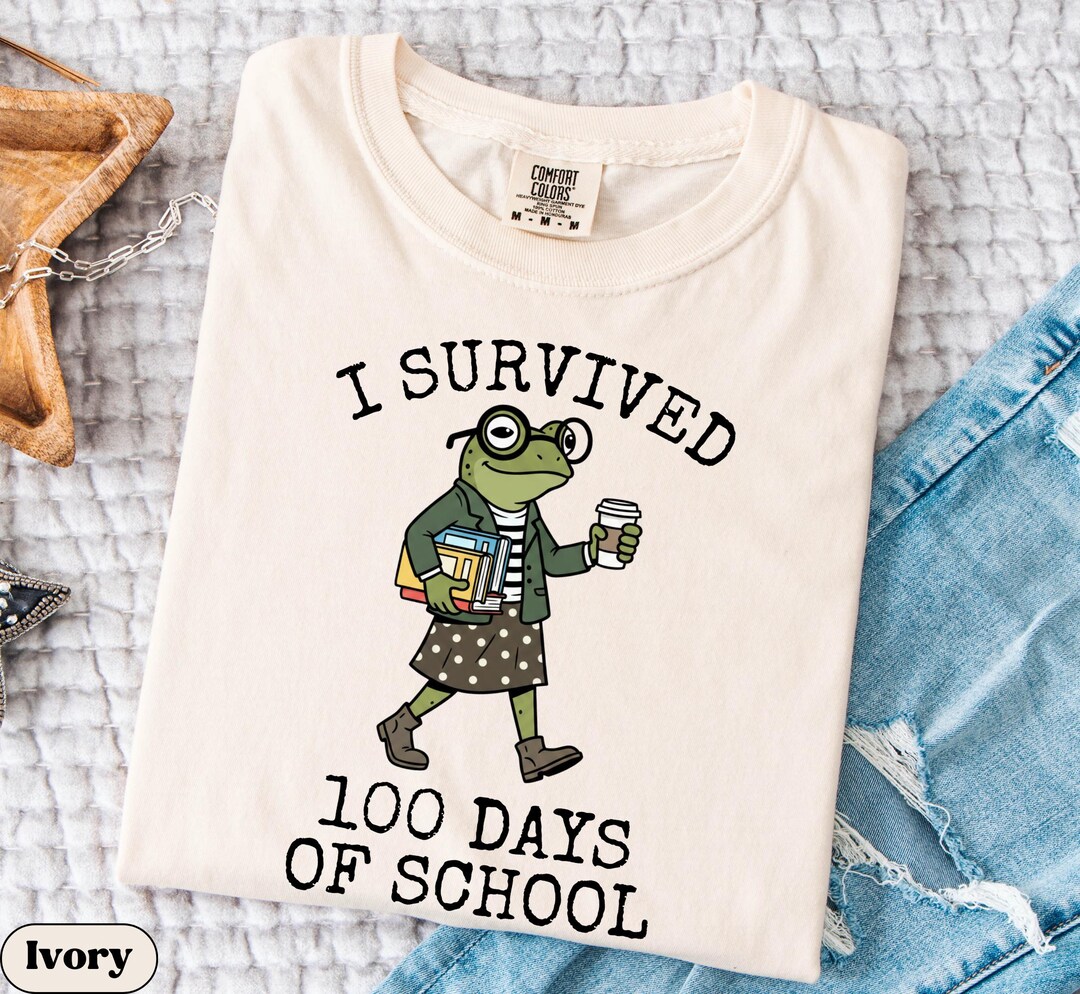 100 Days of School Frog Shirt, 100th Day of School Funny Sarcastic ...