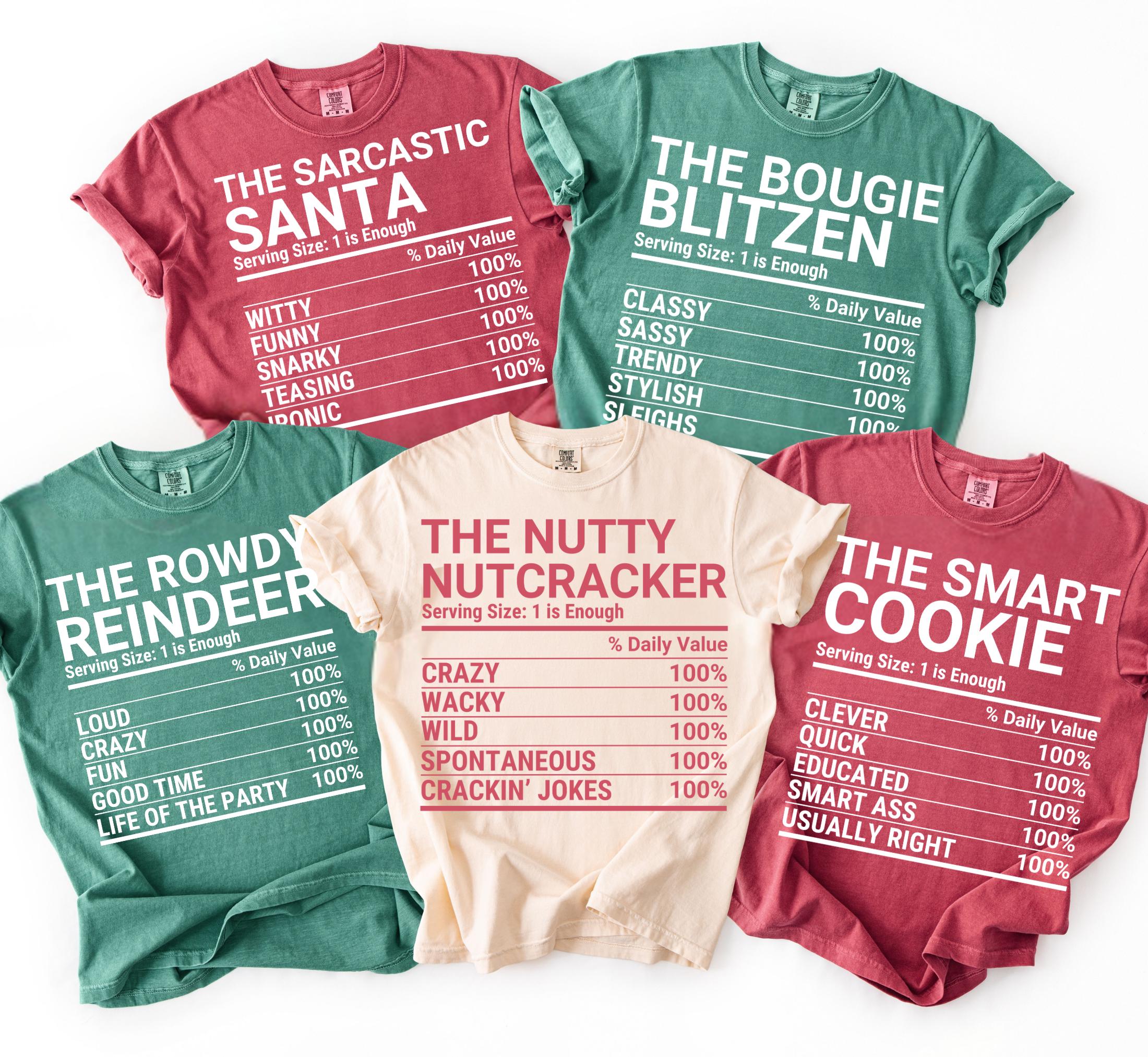 Funny Family Christmas Shirts, Group Matching Christmas Nutrition Facts ...