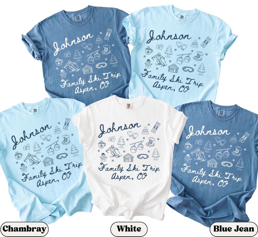 Custom Family Ski Trip Shirts, Group Matching Personalized Skiing T ...
