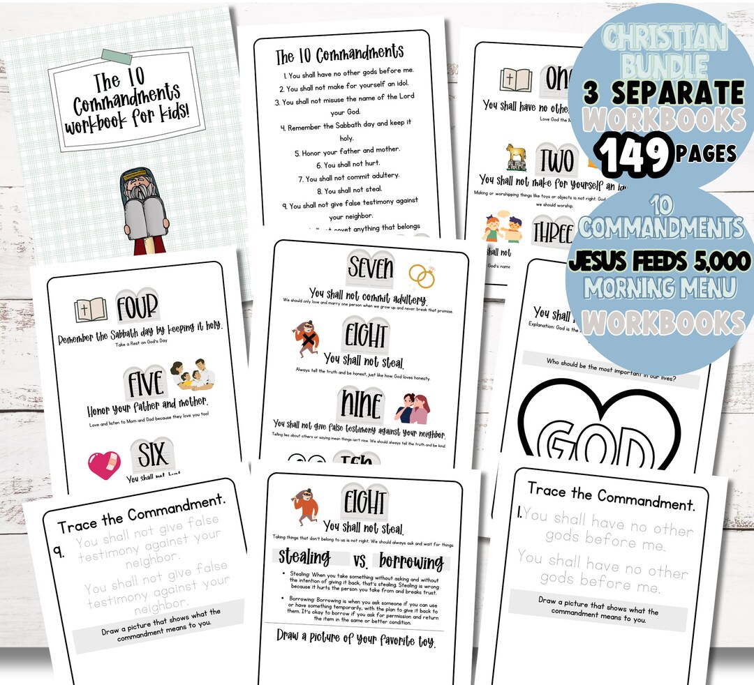 Ten COMMANDMENTS Workbook BUNDLE | Morning Menu| Jesus Feeds 5000 | 10 ...