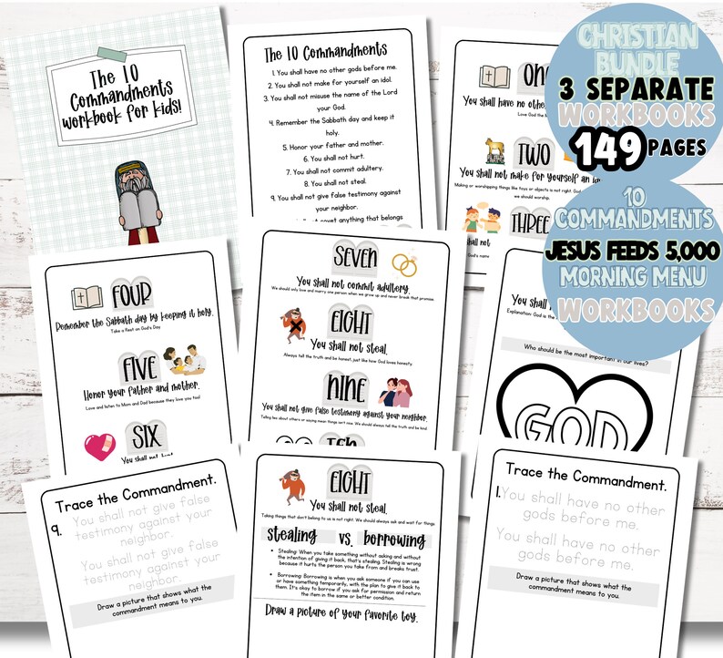 Ten COMMANDMENTS Workbook BUNDLE | Morning Menu| Jesus Feeds 5000 | 10 ...