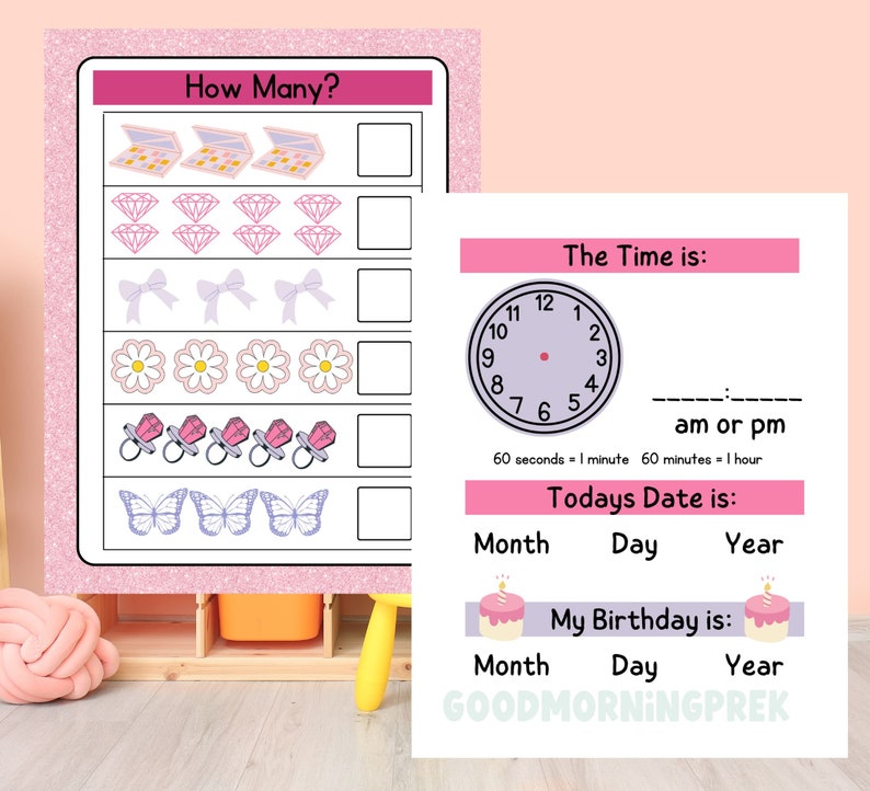 Pastel Preschool Morning Menu | Homeschool Morning Activity | Pink ...