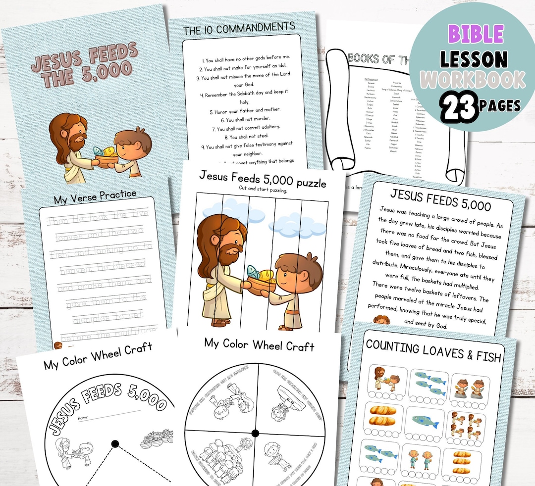 Jesus Feeds 5000 Bible Lesson Workbook|jesus Feeds 5000 Craft ...