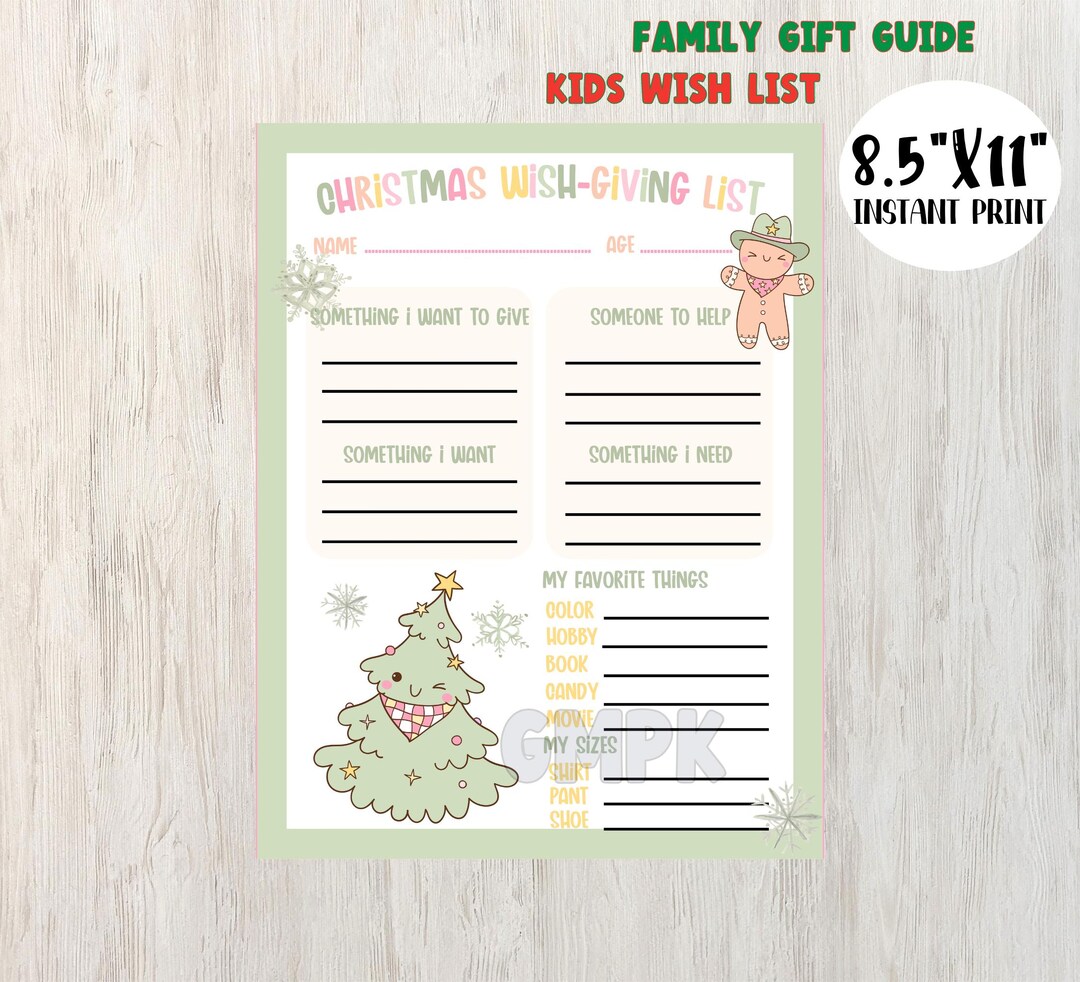 Christmas Kids Wish List Printable | Holiday Gift Guide (PDF) - Etsy