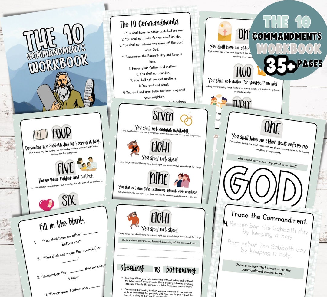 Ten Commandments Workbook | 10 Commandments Craft | Homeschool Bible ...