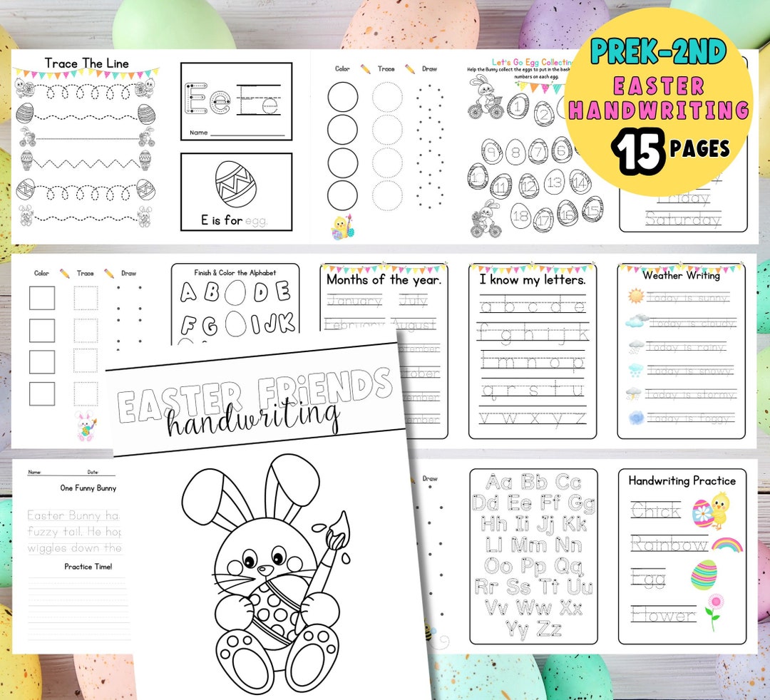 Easter Handwriting Practice Worksheet: Preschool-2nd Grade (PDF) - Etsy