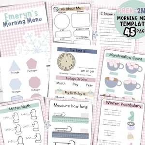 Winter Morning Menu | Kindergarten Morning Menu | Homeschool Morning ...