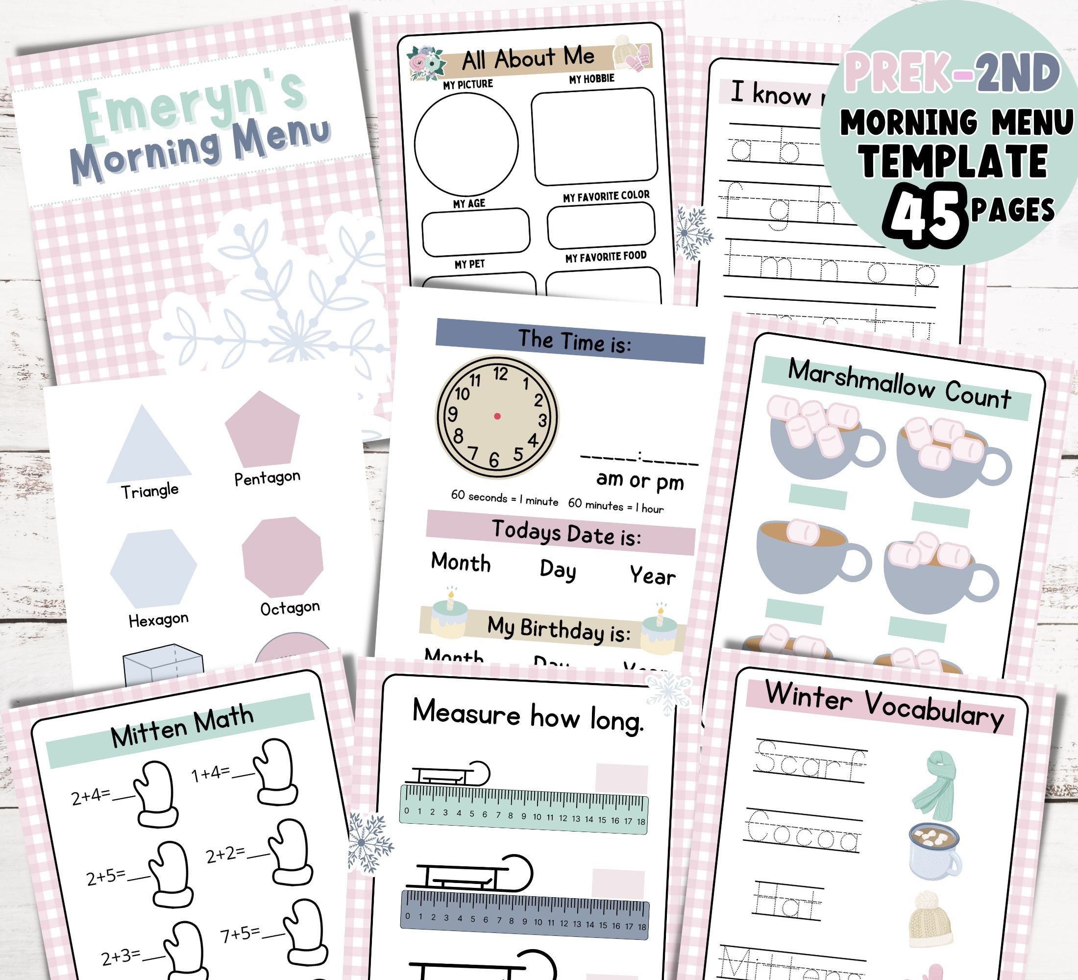 Winter Morning Menu Kindergarten Morning Menu Homeschool Morning ...