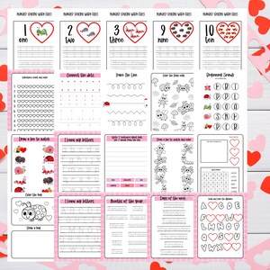 Valentine Preschool Worksheet: Number Writing Practice (PDF) - Etsy