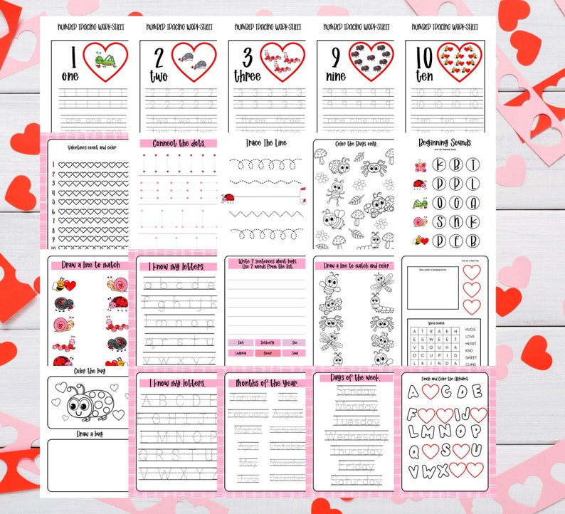 Valentine Preschool Worksheet: Number Writing Practice (PDF) - Etsy