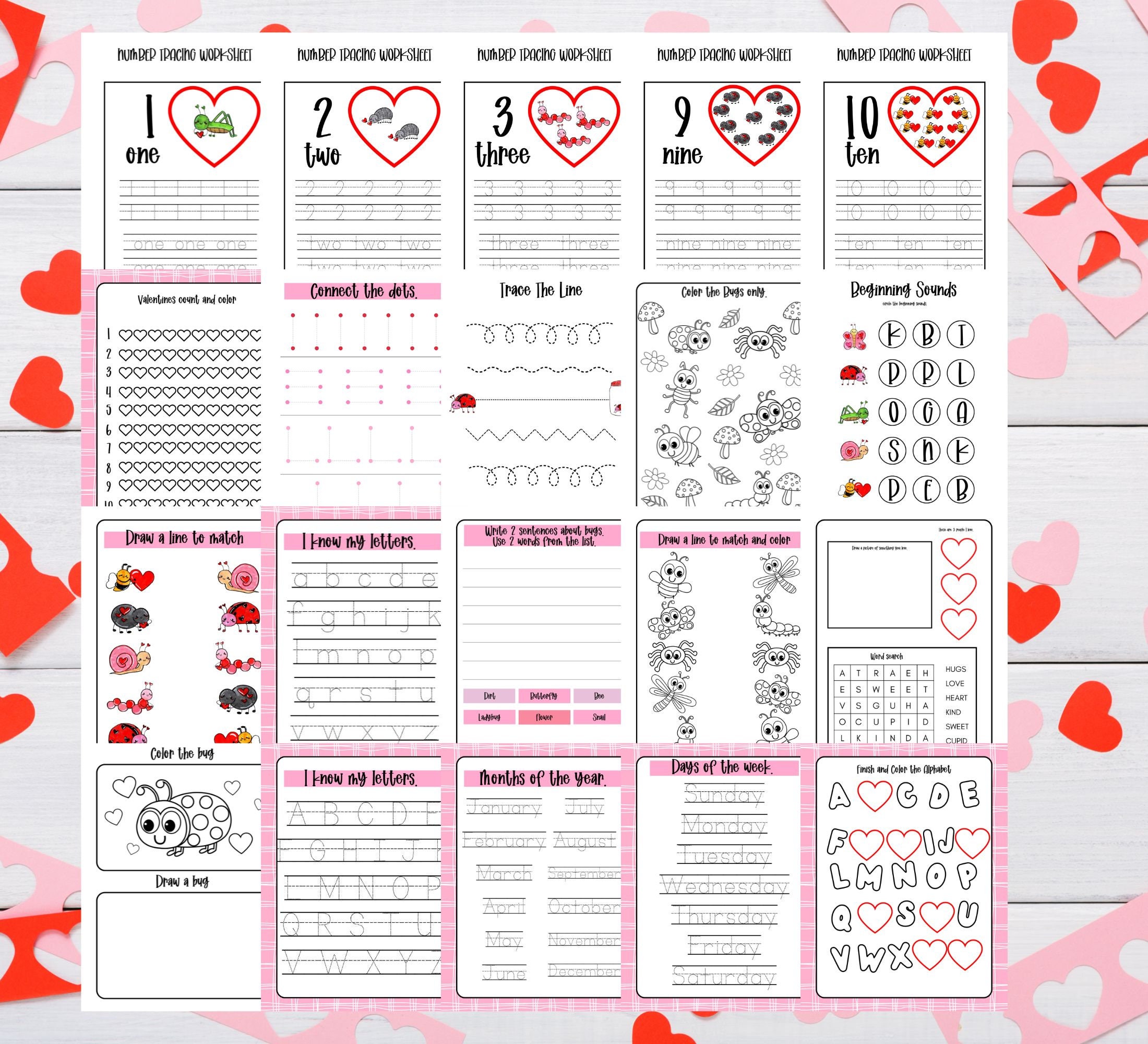 Valentine Preschool Worksheet: Number Writing Practice (PDF) - Etsy