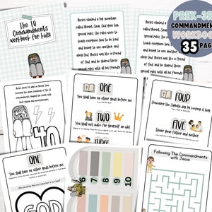 Preschool Ten Commandments Workbook | Kids 10 Commandments Craft ...