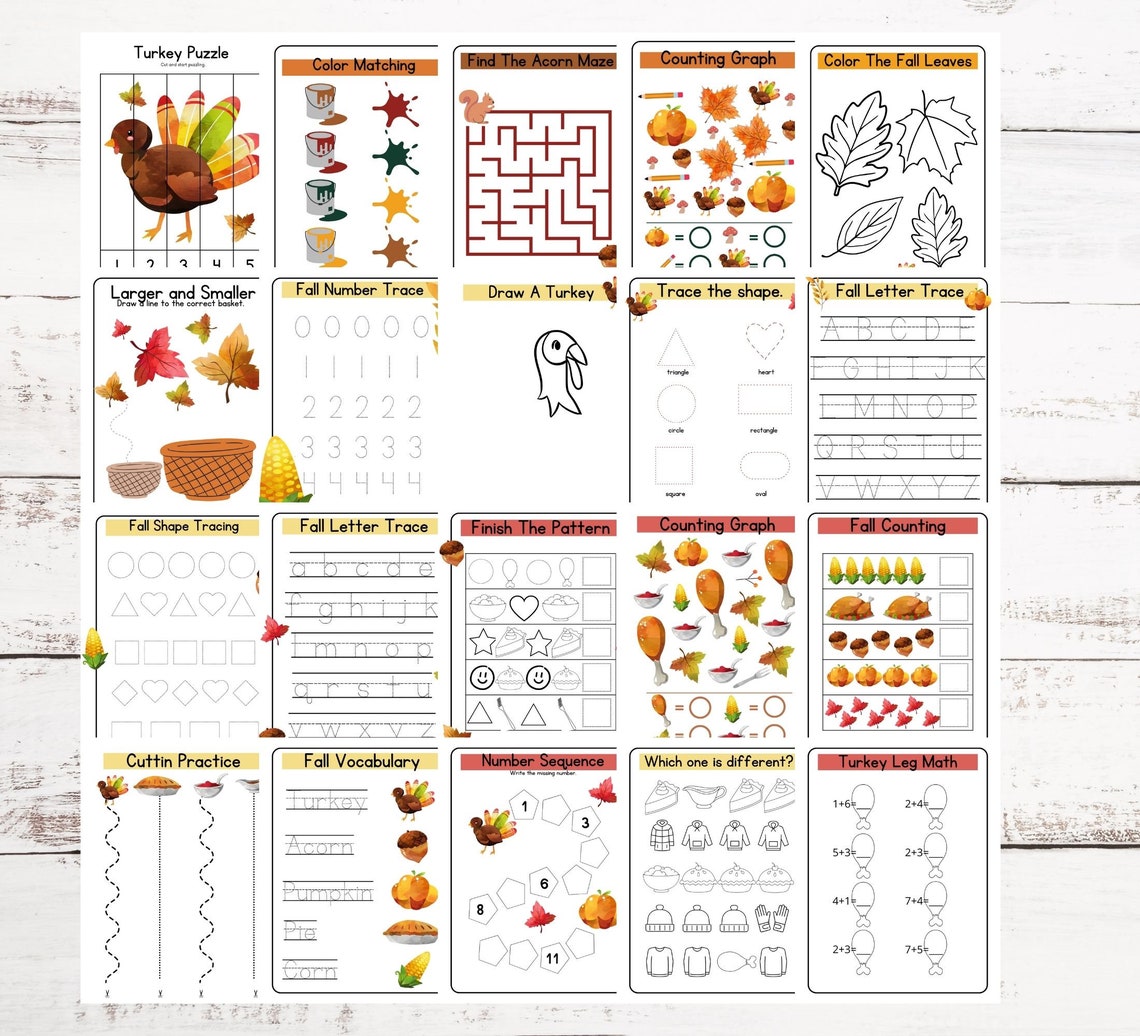 Thanksgiving Fall Worksheets | Kindergarten Morning Menu | Turkey ...