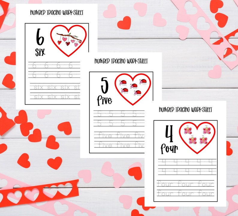 Valentine Preschool Worksheet: Number Writing Practice (PDF) - Etsy