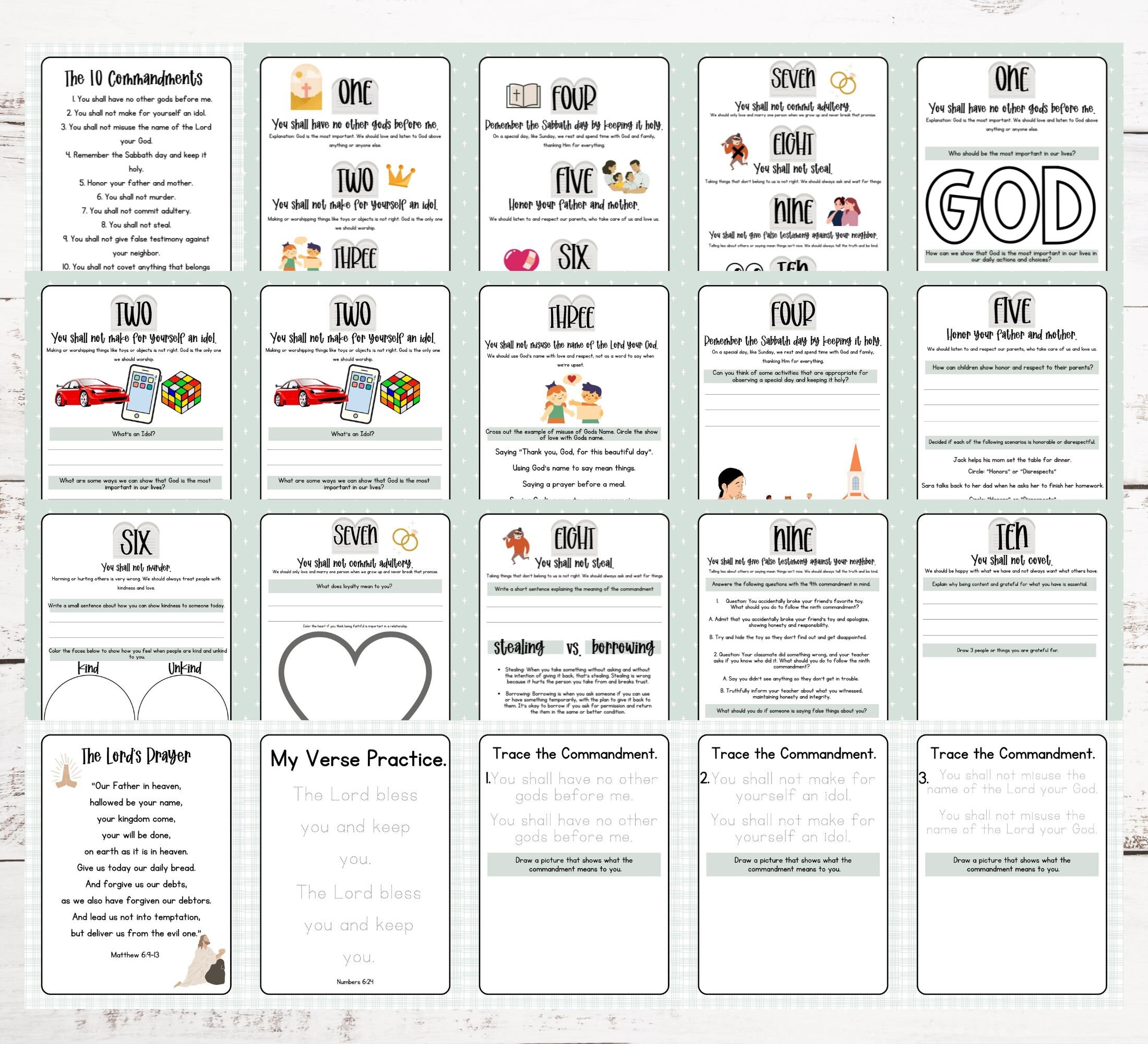 Ten Commandments Workbook | 10 Commandments Craft | Homeschool Bible ...